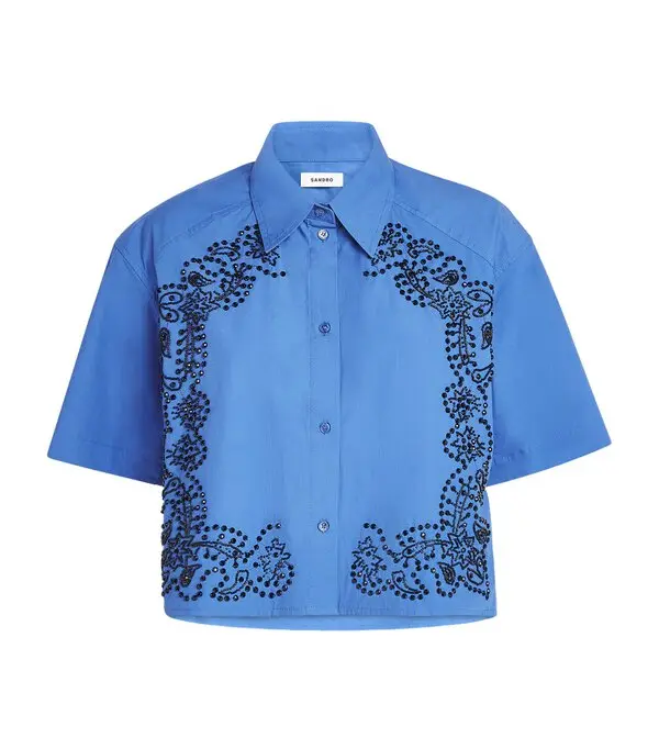 Sandro Embroidered Cotton Shirt