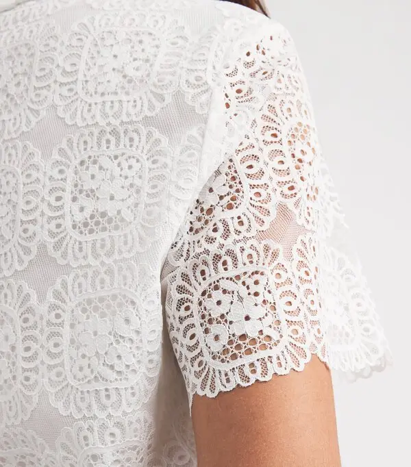 Claudie Pierlot Lace Cropped Shirt With Ruffle Collar