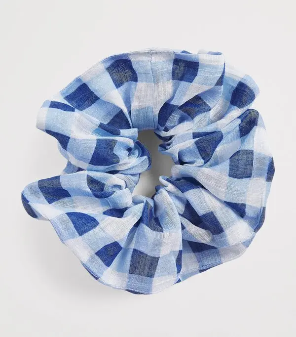 Sandro Linen-blend Gingham Scrunchie