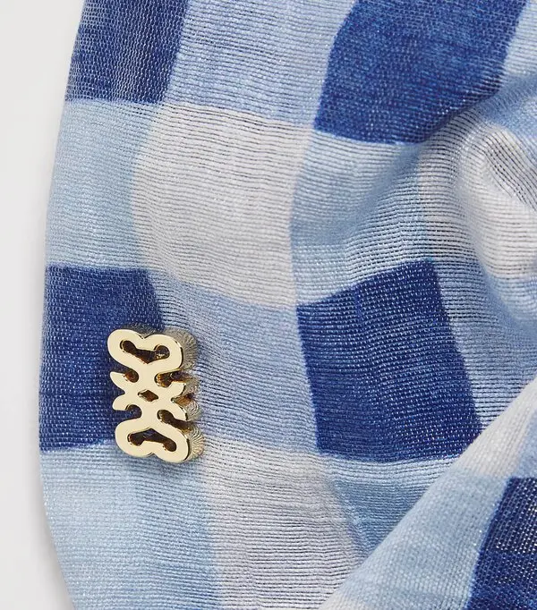 Sandro Linen-blend Gingham Scrunchie