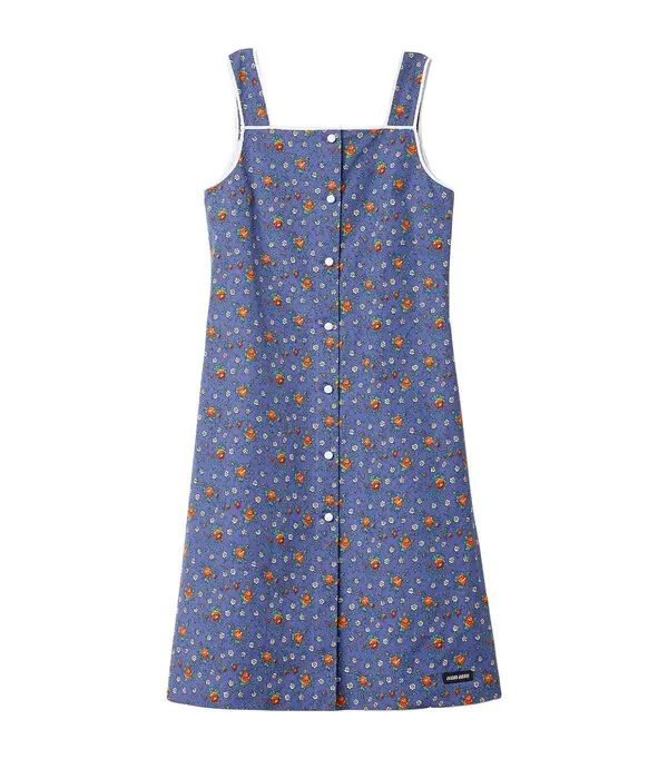 Miu Miu Floral Cotton Poplin Mini Dress - Blue