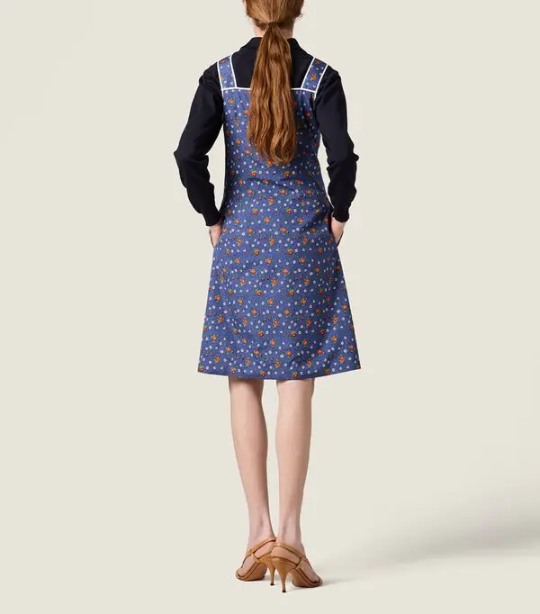 Miu Miu Floral Cotton Poplin Mini Dress - Blue