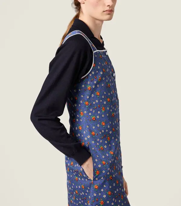 Miu Miu Floral Cotton Poplin Mini Dress - Blue