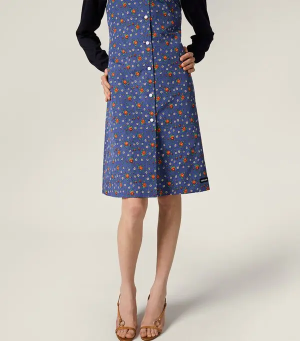 Miu Miu Floral Cotton Poplin Mini Dress - Blue