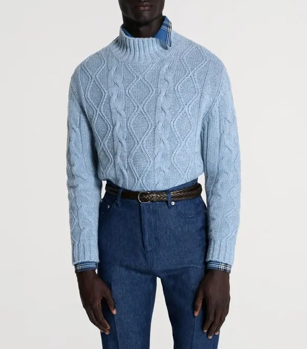 Dunhill Cashmere-blend Aran Cable-knit Sweater