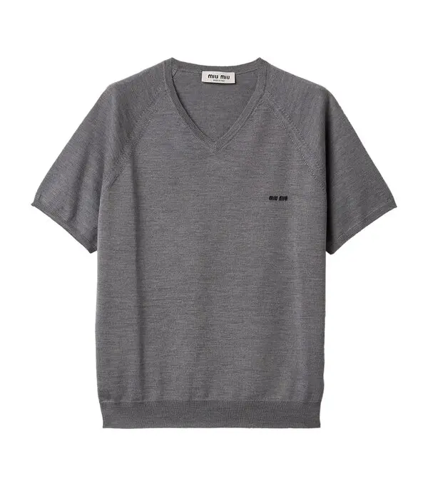 Miu Miu Fleece Wool Logo Sweater