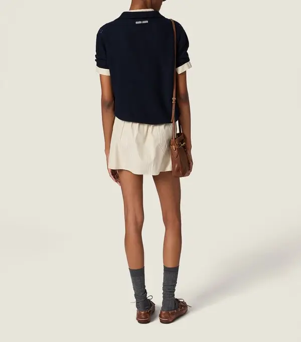 Miu Miu Cashmere Lace Knit Polo Shirt