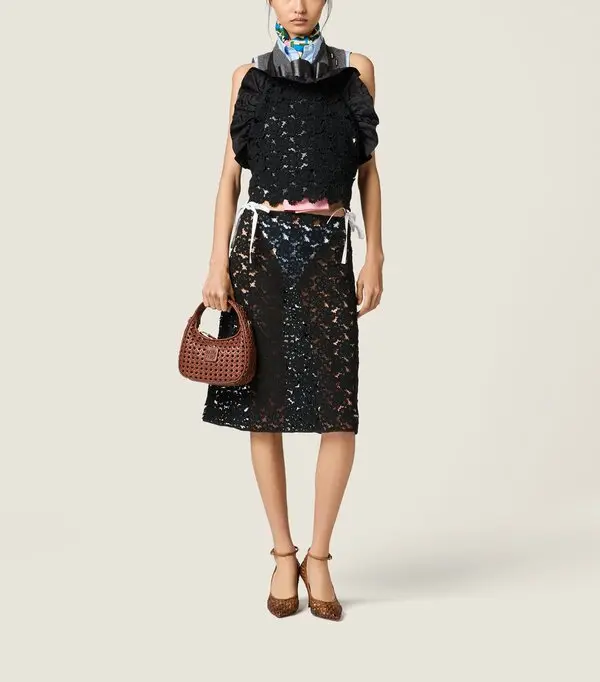 Miu Miu Cotton Macramé Pinafore Top