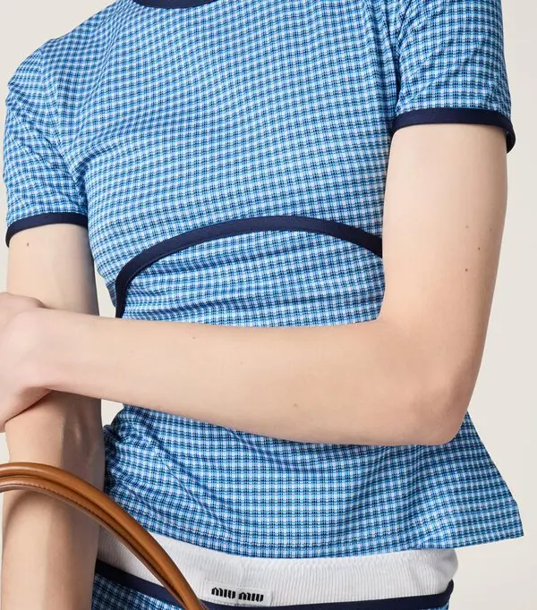Miu Miu Jersey Jacquard Top - White