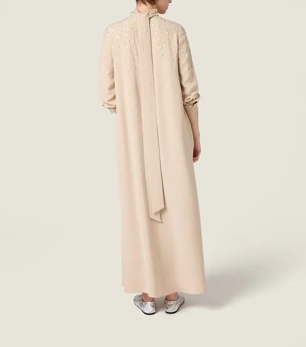 Miu Miu Silk Cady Embroidered Maxi Dress