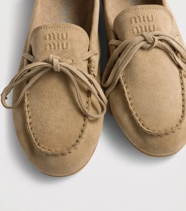 Miu Miu Suede Loafers - Neutral