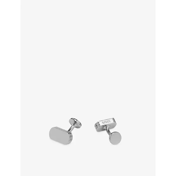 BOSS Brand-engraved Brass Cufflinks - Silver