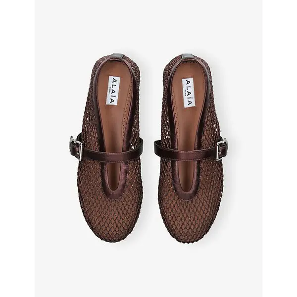 Alaïa Ballerina Mesh And Suede Ballet Flats - Bronze
