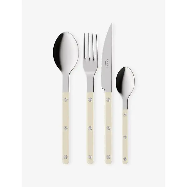 SABRE Bistrot Stainless-steel And Acrylic Cutlery Set Of 24 - Ivory