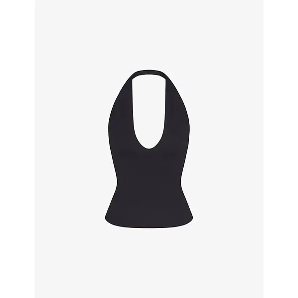 SKIMS Smooth Layers Halterneck Modal-jersey Top - Obsidian