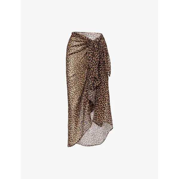 AWAY THAT DAY Santorini Printed Woven Sarong - Leopard Print