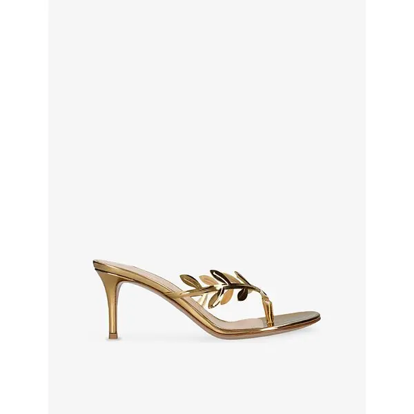 GIANVITO ROSSI Flavia Leaf Heeled Leather Mules