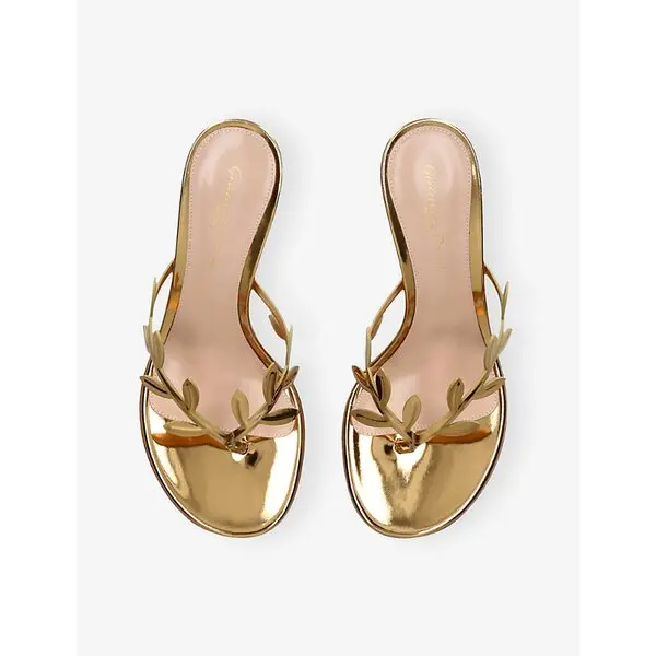 GIANVITO ROSSI Flavia Leaf Heeled Leather Mules