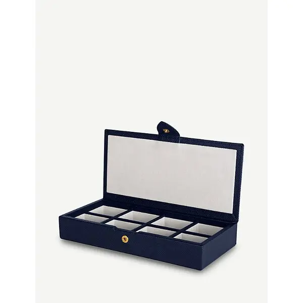 Smythson Panama Leather Cufflinks Box