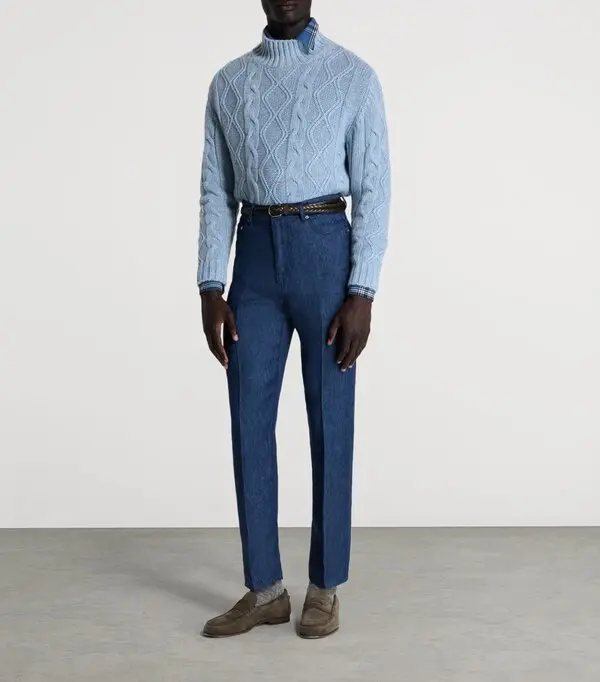Dunhill Cashmere-blend Aran Cable-knit Sweater