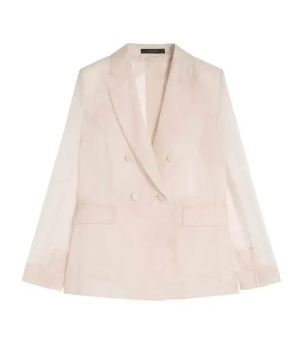 Max Mara Silk Organza Double-breasted Blazer - Pink