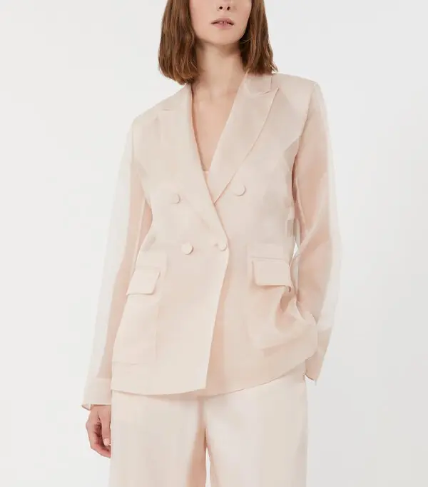 Max Mara Silk Organza Double-breasted Blazer - Pink