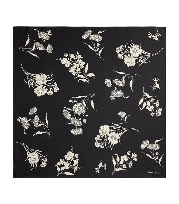 Ralph Lauren Mulberry Silk Twill Floral Scarf - Black