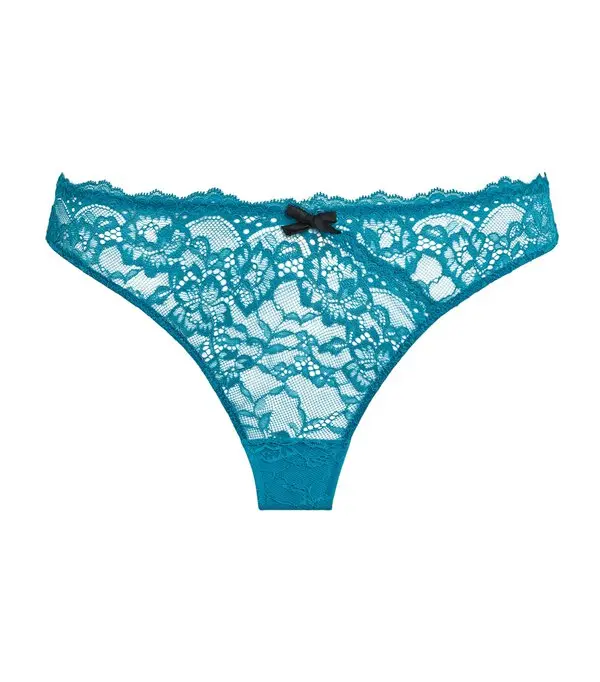 FLEUR DU MAL Lace Bianca Thong - Blue