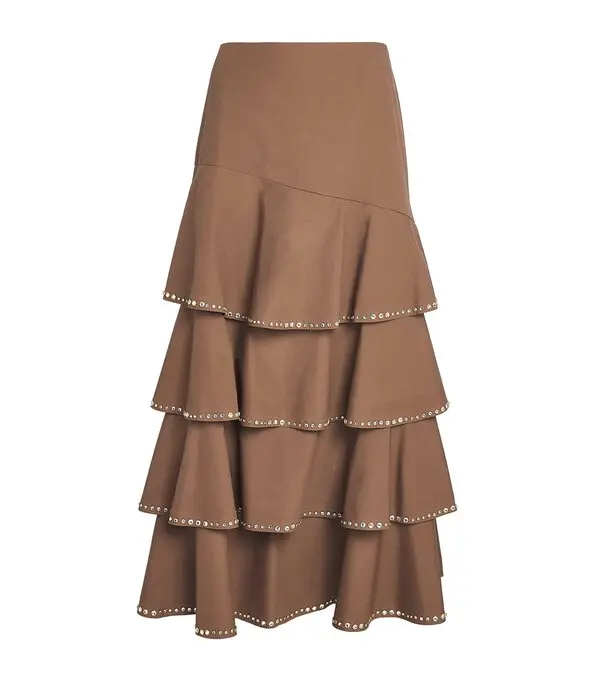 Sandro Cotton Embellished Maxi Skirt