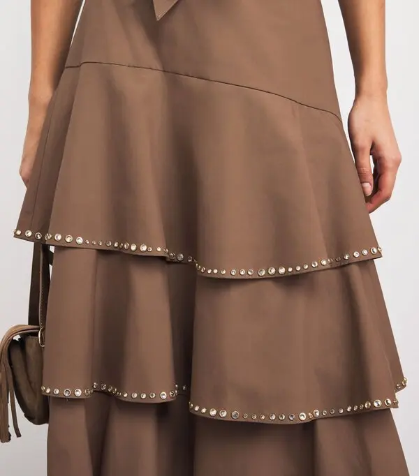 Sandro Cotton Embellished Maxi Skirt
