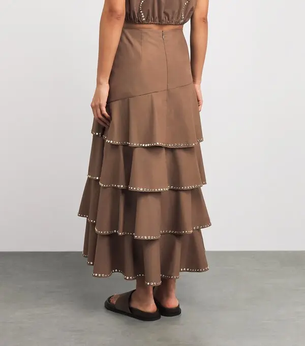 Sandro Cotton Embellished Maxi Skirt