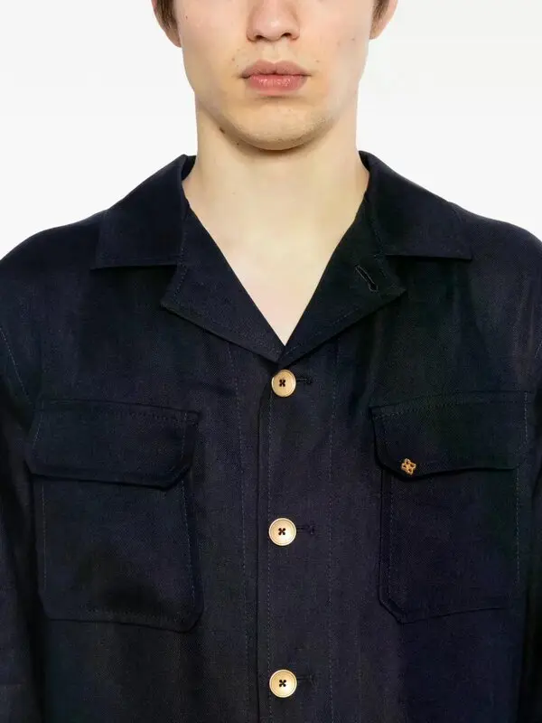 Tagliatore Chest Flap Pockets Jacket - Blue