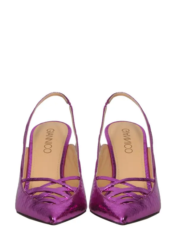 GIANNICO Leather Slingback Pumps - Fuchsia