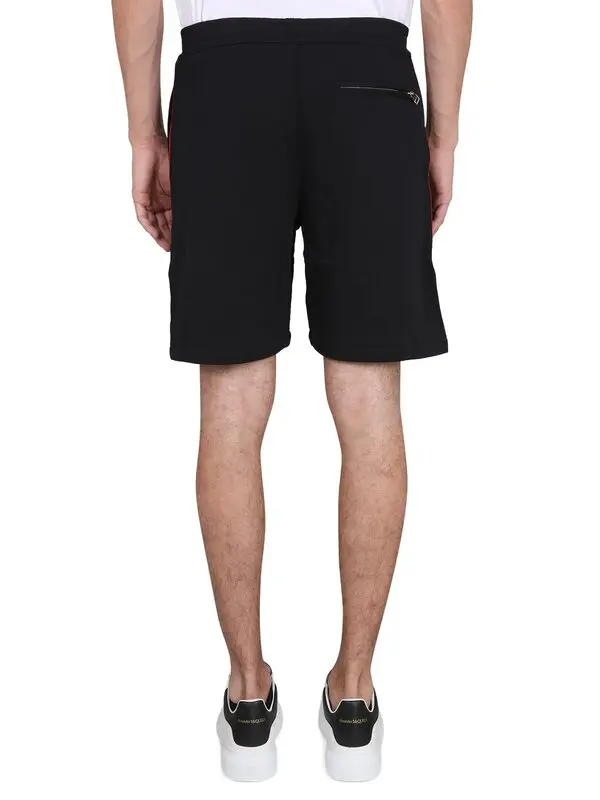 Alexander McQueen Bermuda Shorts With Logo Band - Black