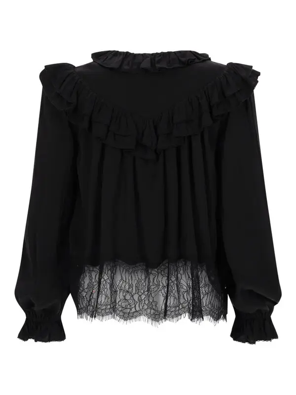 SELF-PORTRAIT Lace Relaxed Fit Top - Black