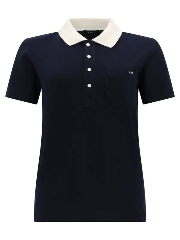 A.p.c. Logo Polo Shirt With Contrasting Collar - Blue