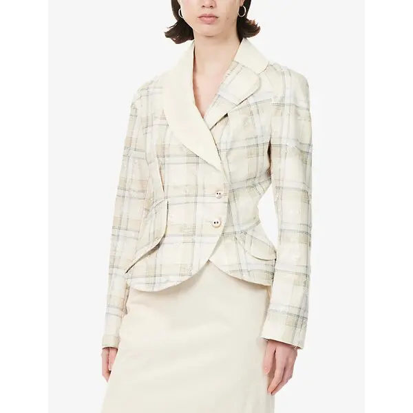 VIVIENNE WESTWOOD Stormy Checked Cotton-blend Jacket - Ecru