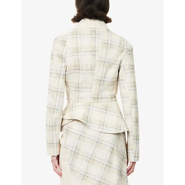 VIVIENNE WESTWOOD Stormy Checked Cotton-blend Jacket - Ecru