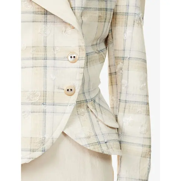 VIVIENNE WESTWOOD Stormy Checked Cotton-blend Jacket - Ecru