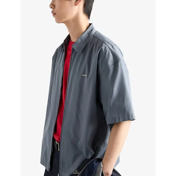 Prada Short-sleeved Technical Cotton Shirt - Grey