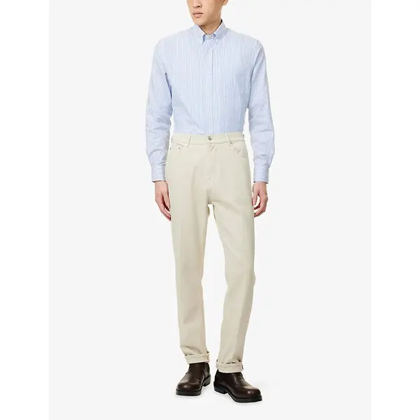 Dunhill Five-pocket Straight Cotton Twill Trousers - Stone