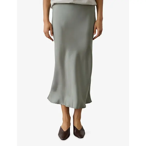 Soeur Fever Bias-cut Twill Midi Skirt - Vert D Eau