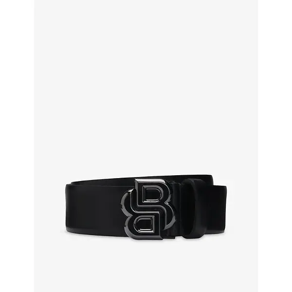 BOSS Monogram-buckle Leather Belt - Black