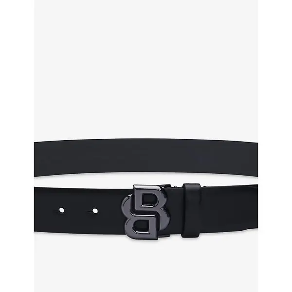 BOSS Monogram-buckle Leather Belt