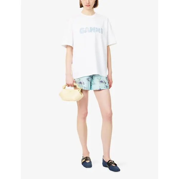 GANNI Logo-embroidered Relaxed-fit Cotton T-shirt