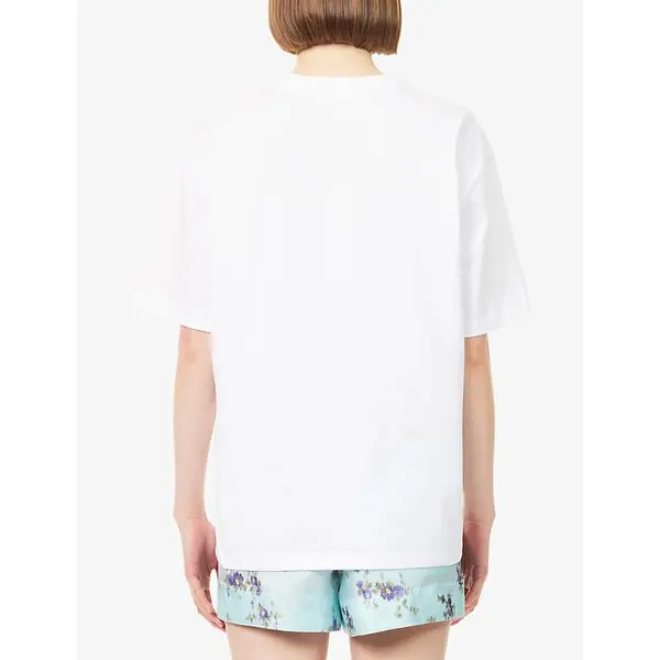 GANNI Logo-embroidered Relaxed-fit Cotton T-shirt