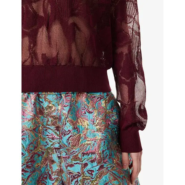 Dries Van Noten Lace Woven Cotton-knit Jumper - Bordeaux