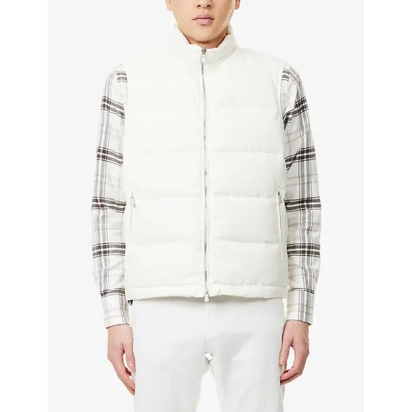 Eleventy Padded Zip Wool-blend Down Gilet