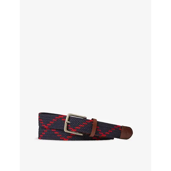 Polo Ralph Lauren Logo-buckle Nylon Woven Belt - Navy/red