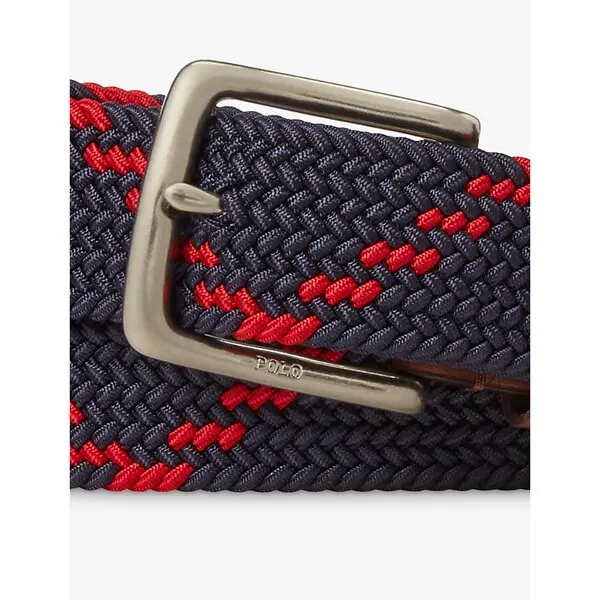 Polo Ralph Lauren Logo-buckle Nylon Woven Belt - Navy/red